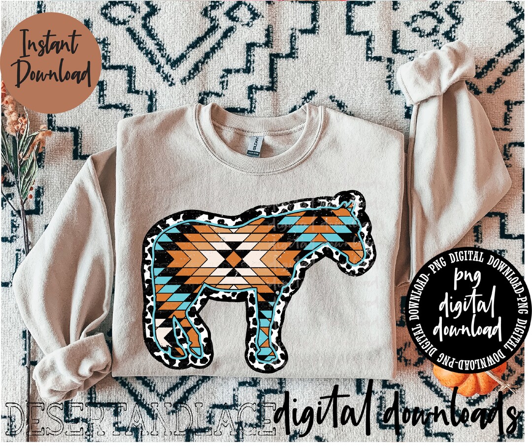 ORIGINAL CREATOR* Aztec Cowhide Horse PNG Digital Download | Western ...