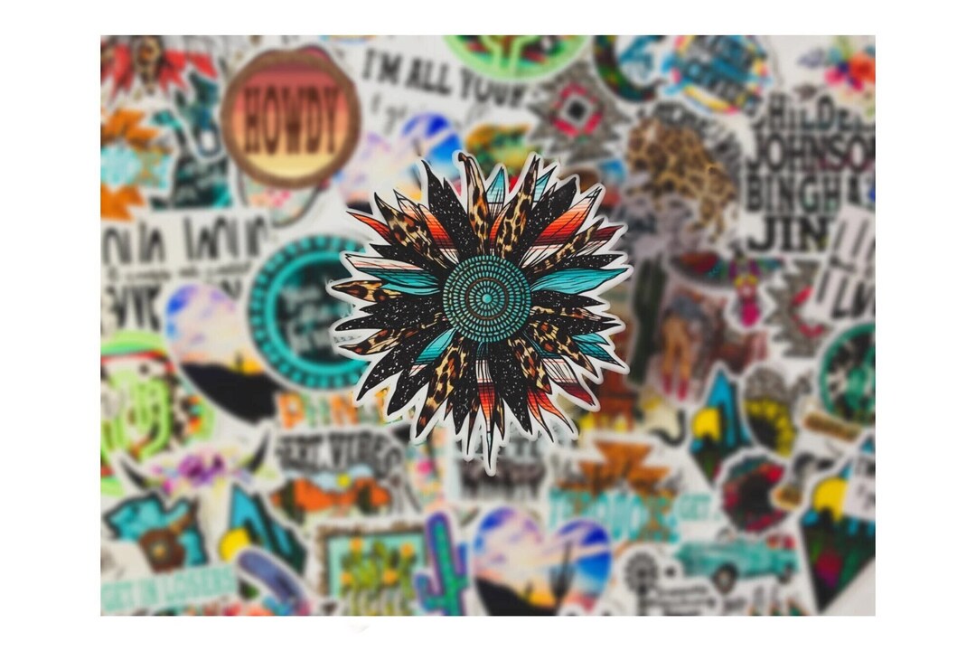 Turquoise Concho Sunflower Vinyl Sticker| Stickers | Western | Western ...