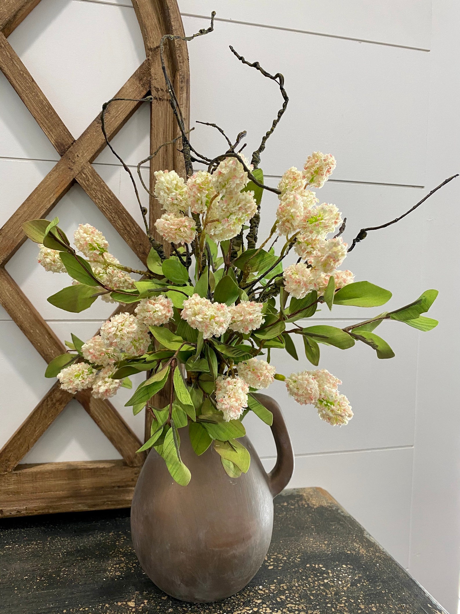 White Snowball Arrangement Snowball Arrangement Modern Table | Etsy