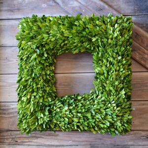 Square Boxwood Wreath, Preserved Boxwood Wreath, Square Wreath ...