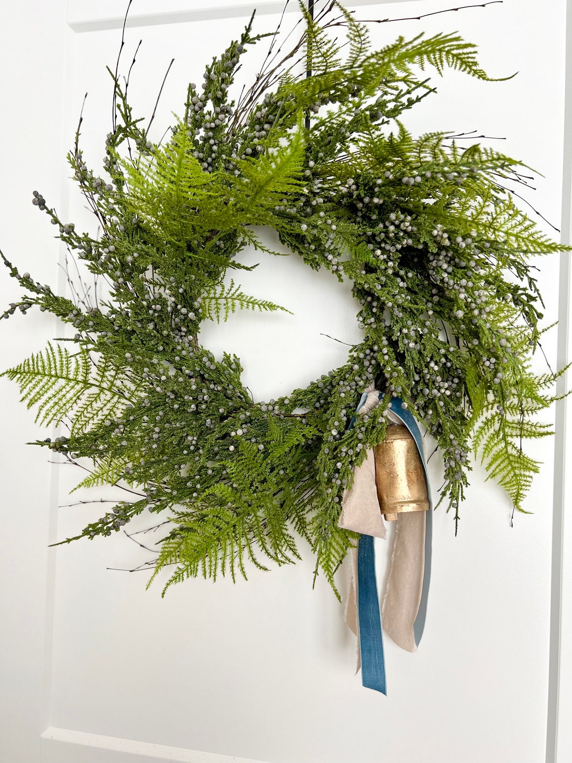 Christmas Bell Wreath, Gold Bell Wreath, Rustic Bell Wreath, Farmhouse ...