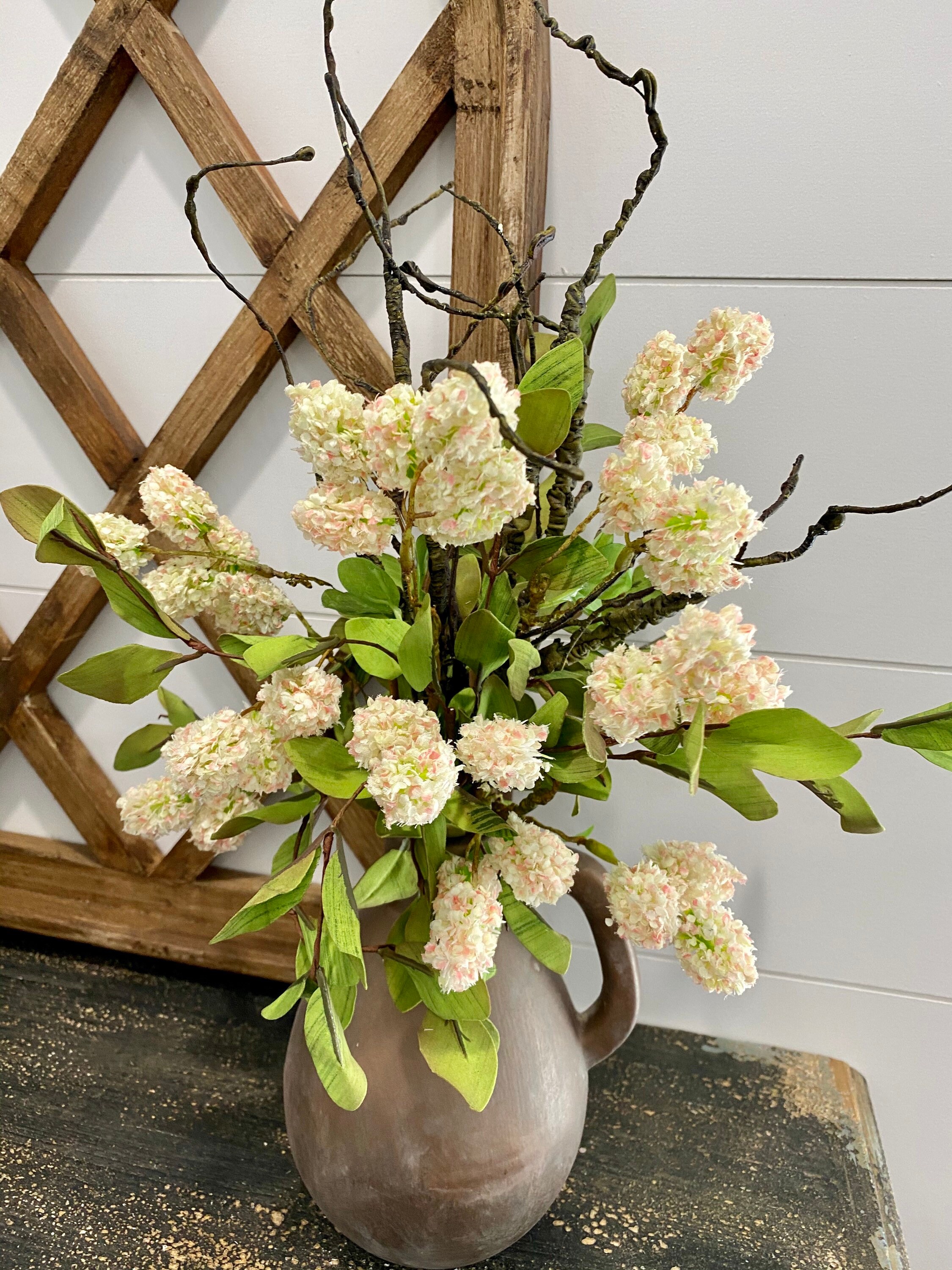 White snowball arrangement snowball arrangement modern table | Etsy