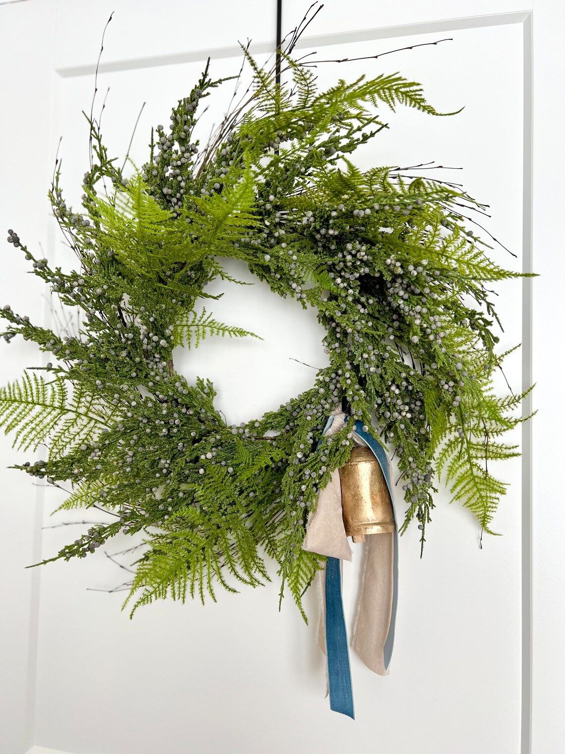Christmas Bell Wreath, Gold Bell Wreath, Rustic Bell Wreath, Farmhouse ...