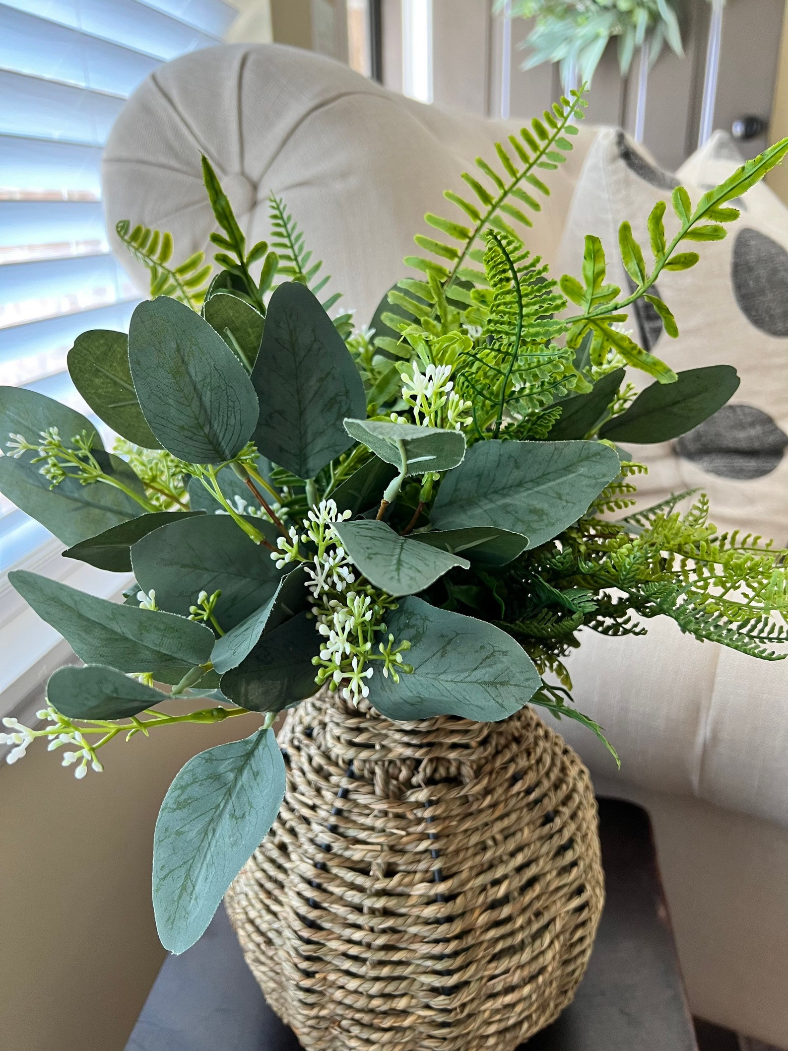 Fern Arrangement Eucalyptus Arrangement Farmhouse Table - Etsy