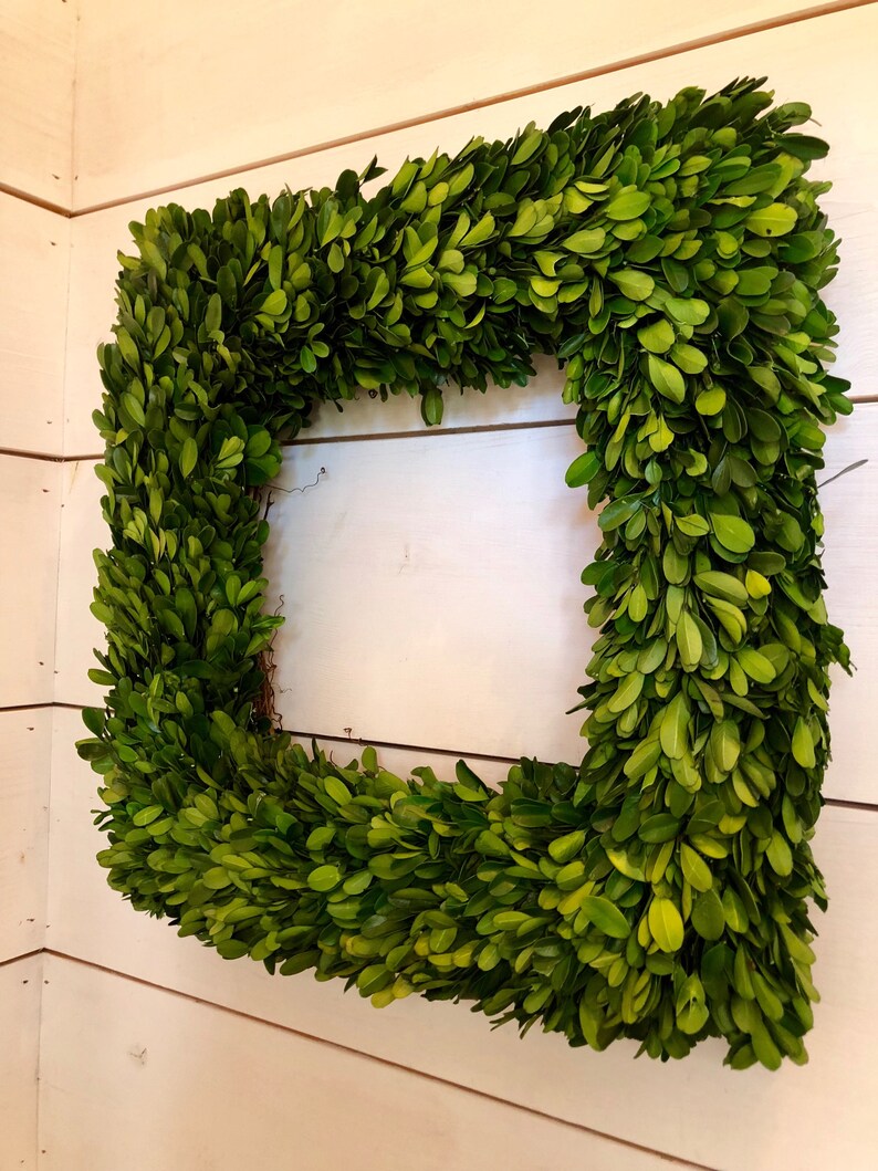Square Boxwood Wreath, Preserved Boxwood Wreath, Square Wreath ...