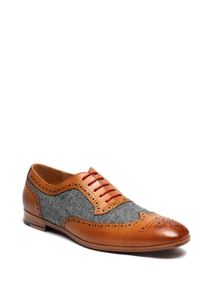 Walnut Herringbone Brogues/oxfords - Handcrafted Luxury Men's Dress ...