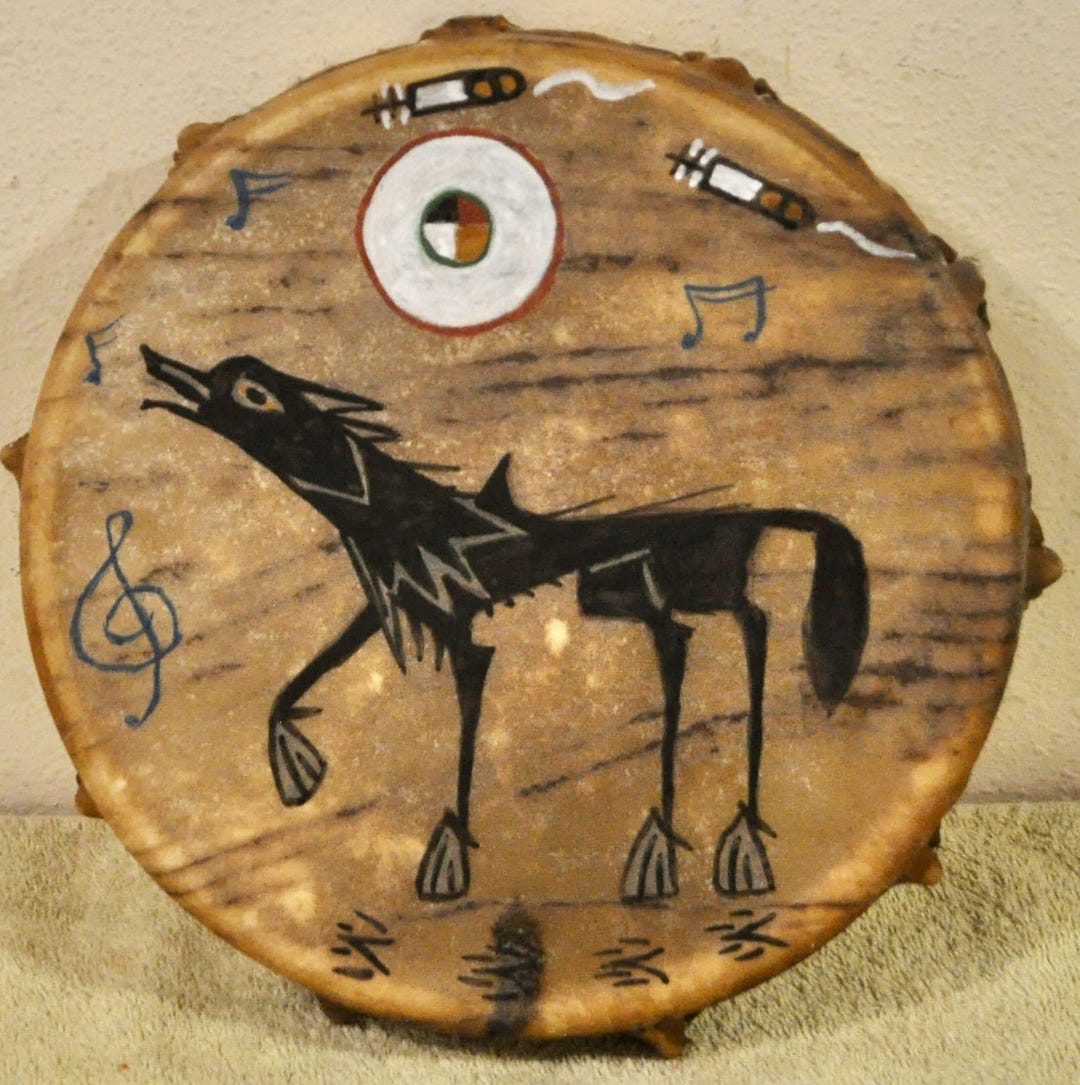 Wolf Song / 10 Native American Drum Painted by Lakota Artist Sonja Holy ...