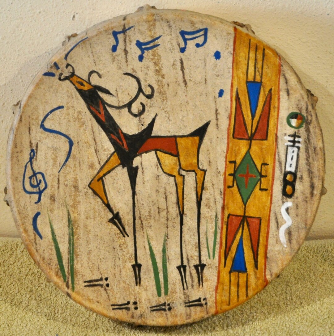 Elk Song / 12" Native American Drum Painted by Lakota Artist Sonja Holy ...
