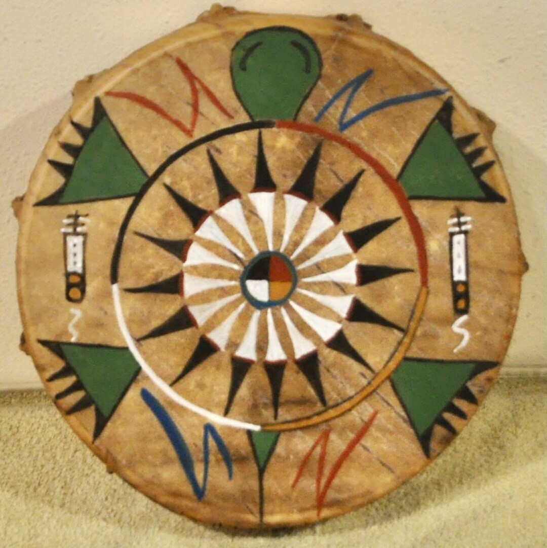 Sacred Turtle / 12" Native American Drum Painted by Lakota Artist Sonja ...