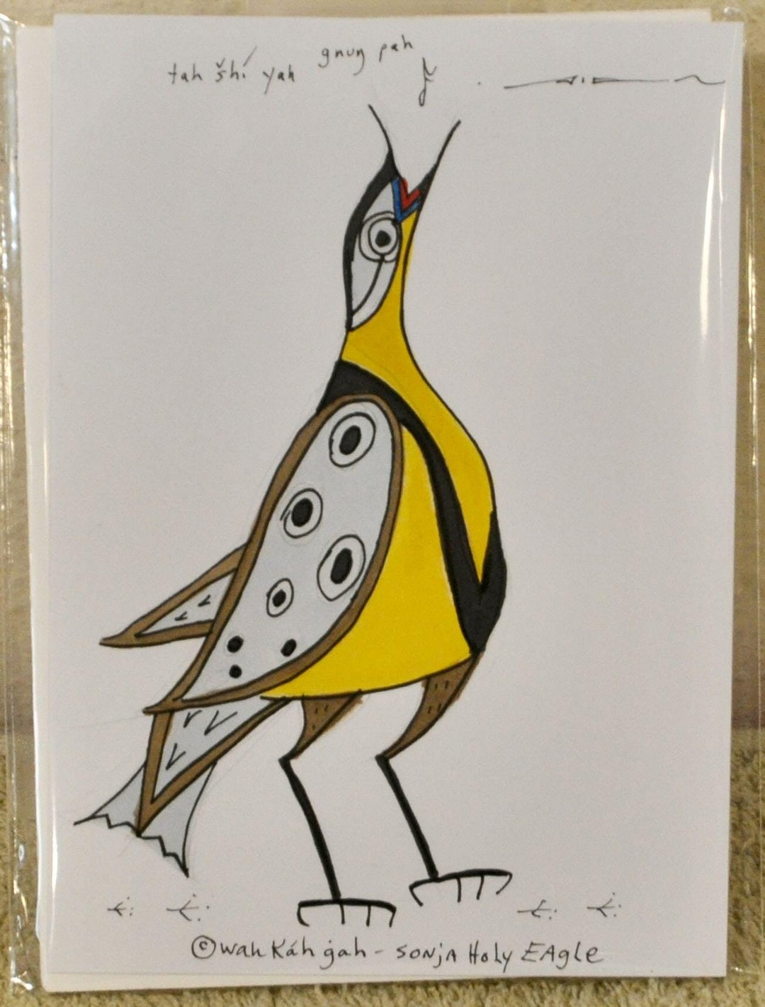 Meadowlark / Native American Ledger Art by Lakota Artist Sonja Holy ...
