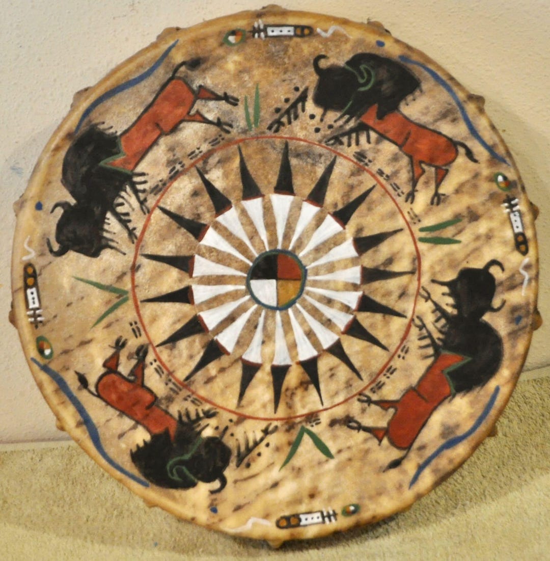 Buffalo Power / 15 Native American Drum Painted by Lakota Artist Sonja ...