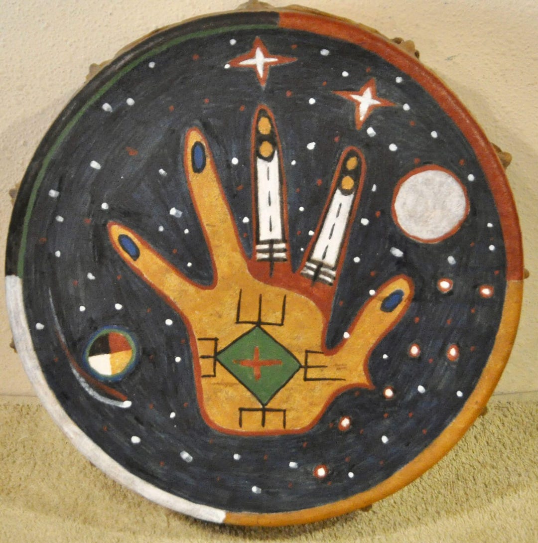Sacred Hand / 12" Native American Drum Painted by Lakota Artist Sonja ...