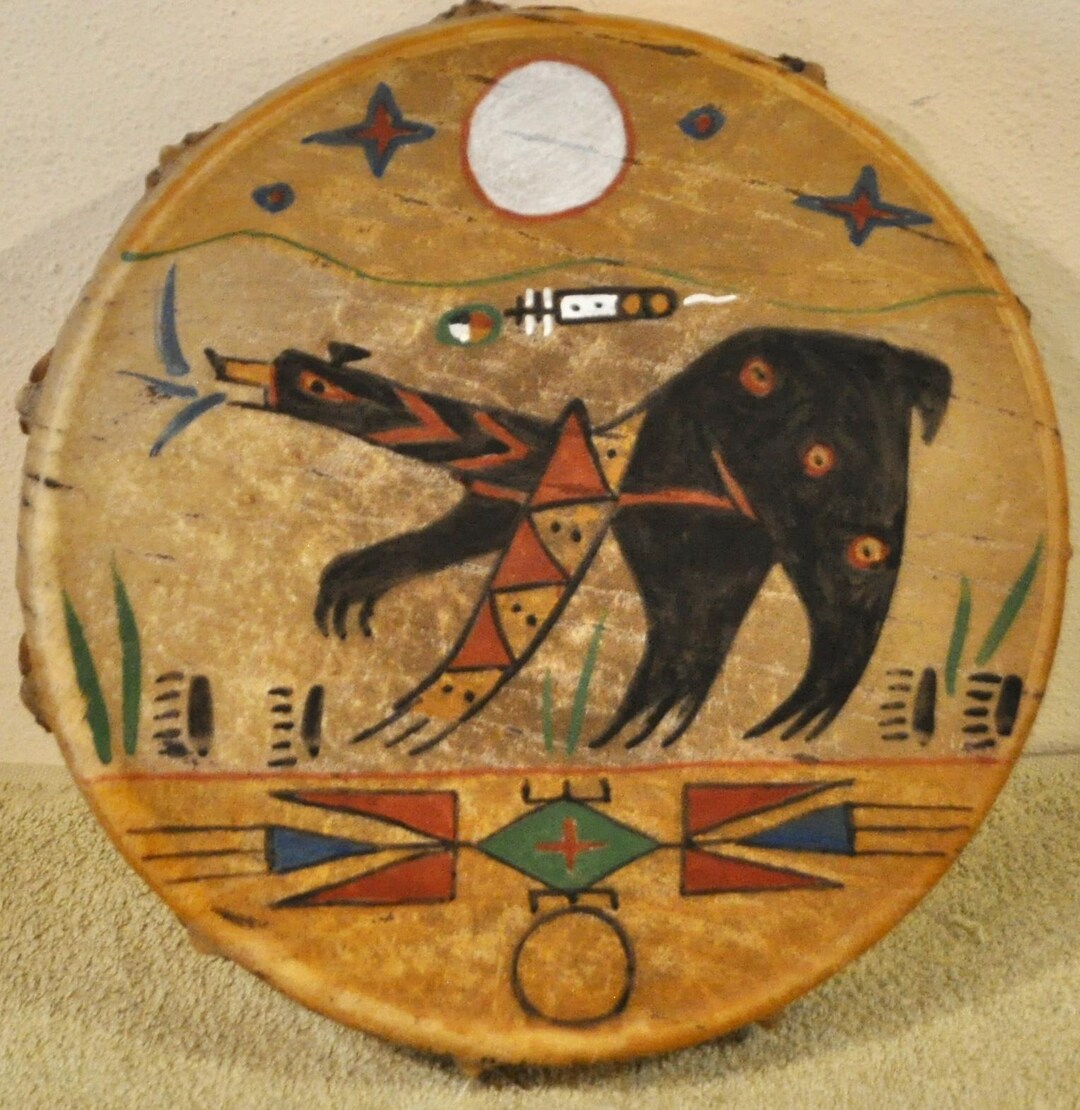 Mato / 12" Native American Drum Painted by Lakota Artist Sonja Holy ...