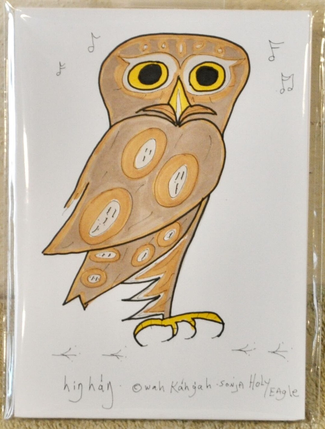 Owl / Native American Ledger Art by Lakota Artist Sonja Holy Eagle - Etsy