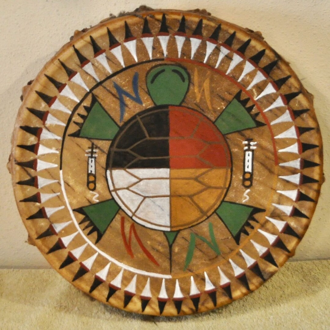 Sacred Turtle / 14 Native American Drum Painted by Lakota Artist Sonja ...