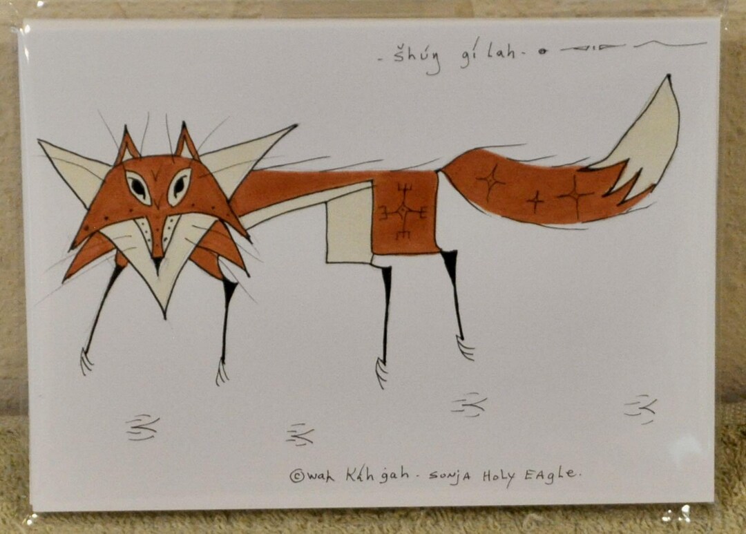 Fox / Native American Ledger Art by Lakota Artist Sonja Holy Eagle - Etsy