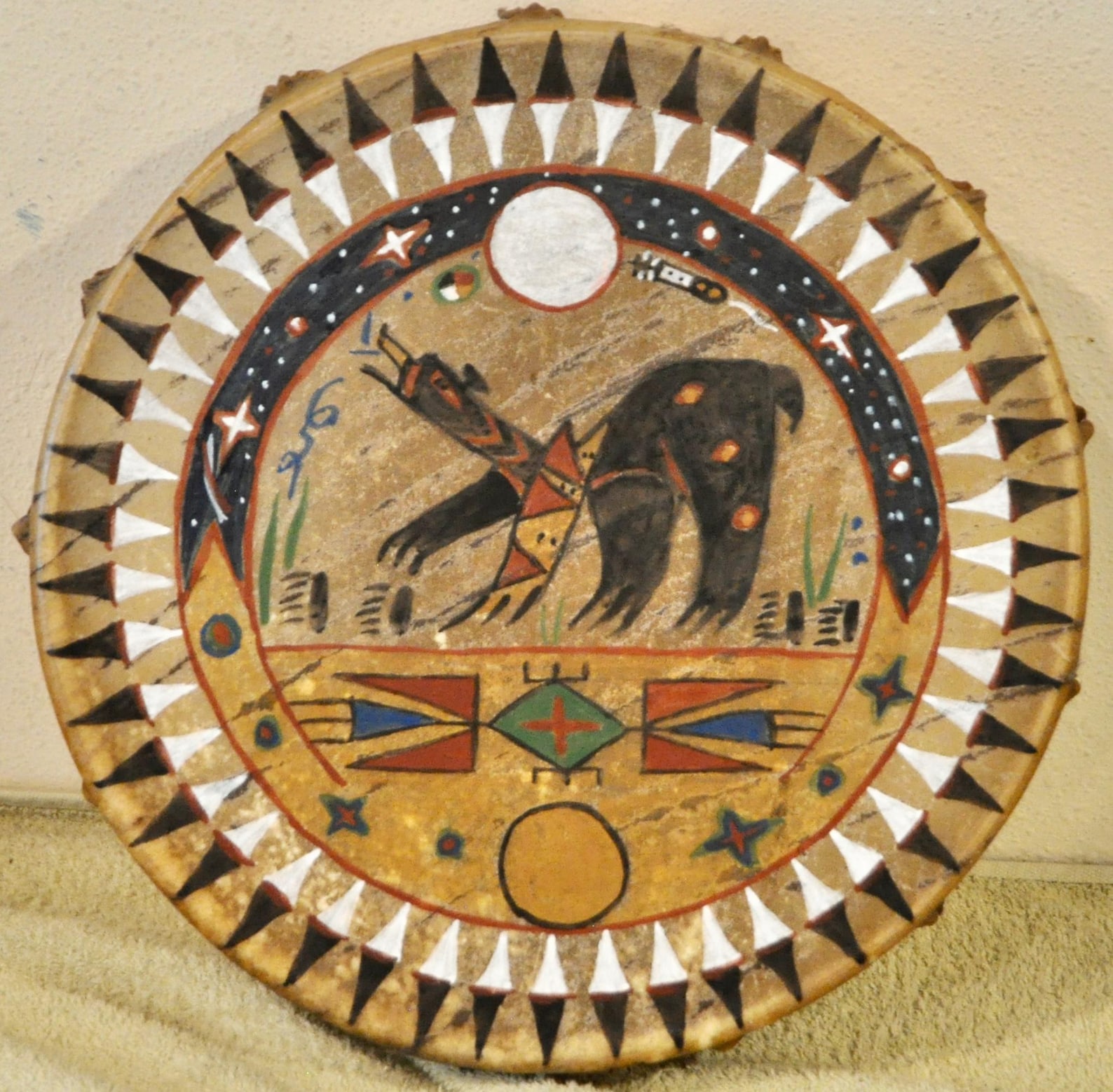 Bear Dream/ 14 Native American Drum Painted by Lakota Artist Sonja Holy ...