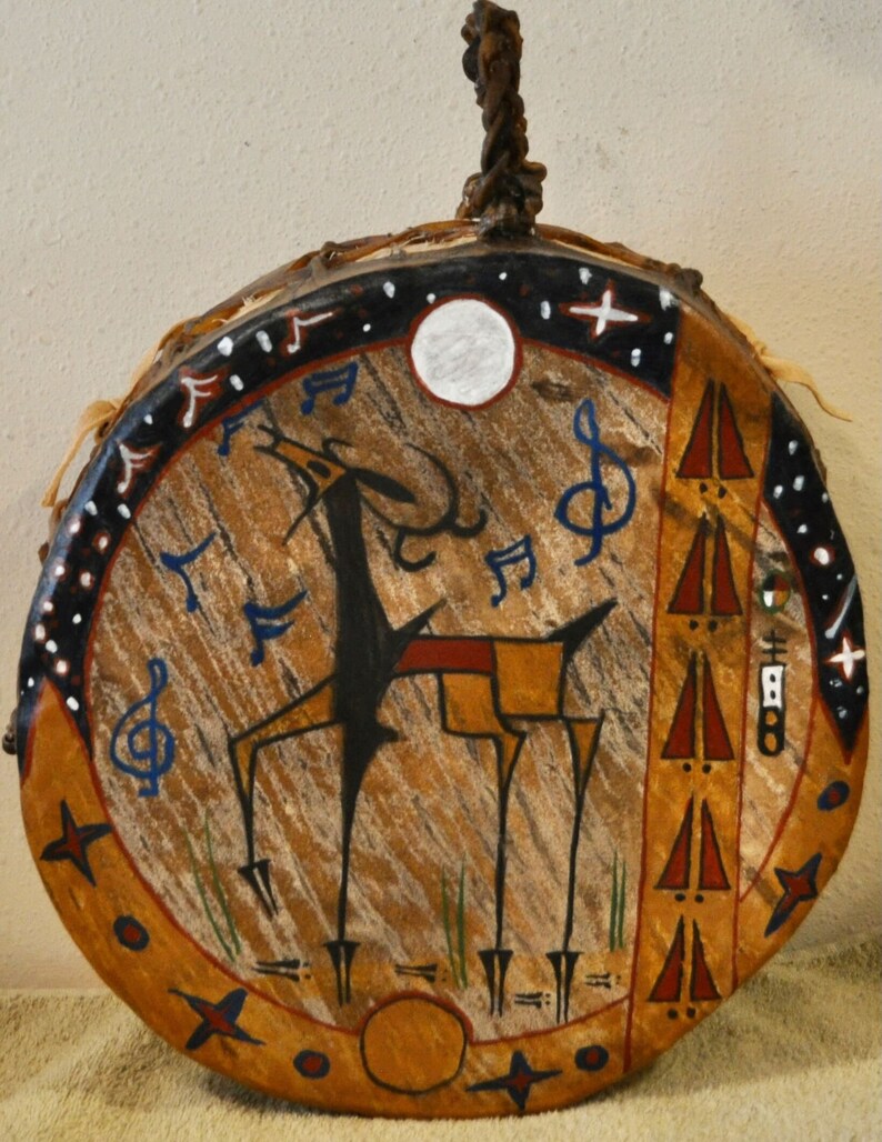 Elk Song / Native American Drum Painted by Lakota Artist Sonja Holy ...