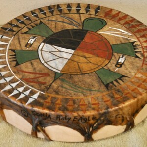 Sacred Turtle / 14 Native American Drum Painted by Lakota Artist Sonja ...