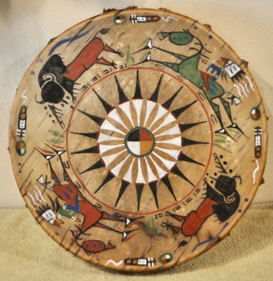 A Good Day / 15 Native American Drum Painted by Lakota - Etsy