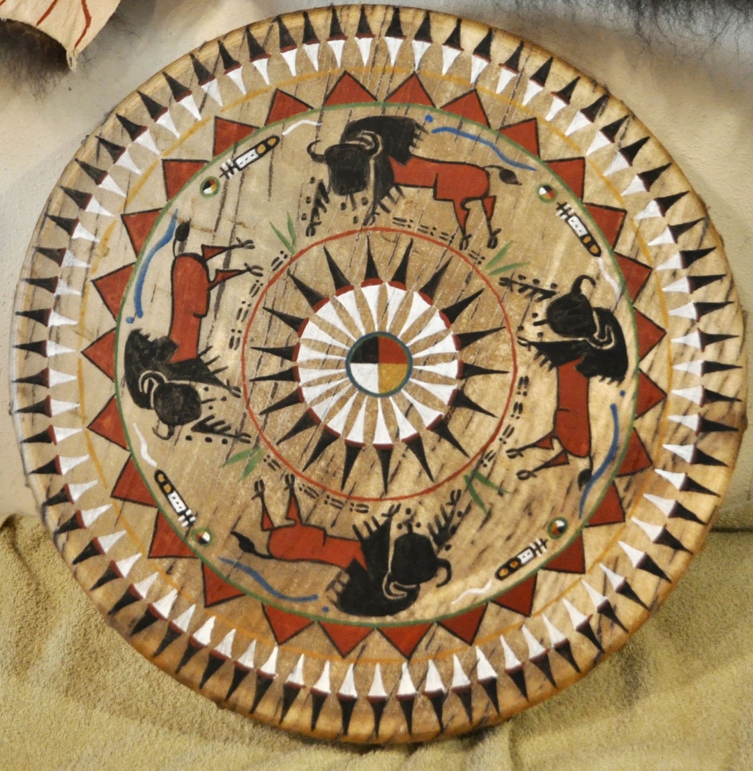 Buffalo Power / 20"native American Drum Painted by Lakota Artist Sonja ...
