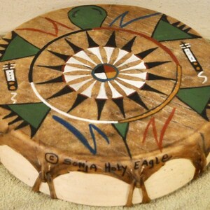Sacred Turtle / 12" Native American Drum Painted by Lakota Artist Sonja ...