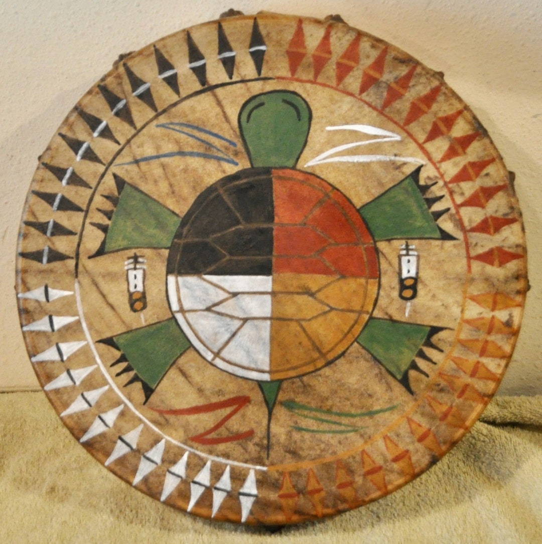 Sacred Turtle / 14 Native American Drum Painted by Lakota Artist Sonja ...