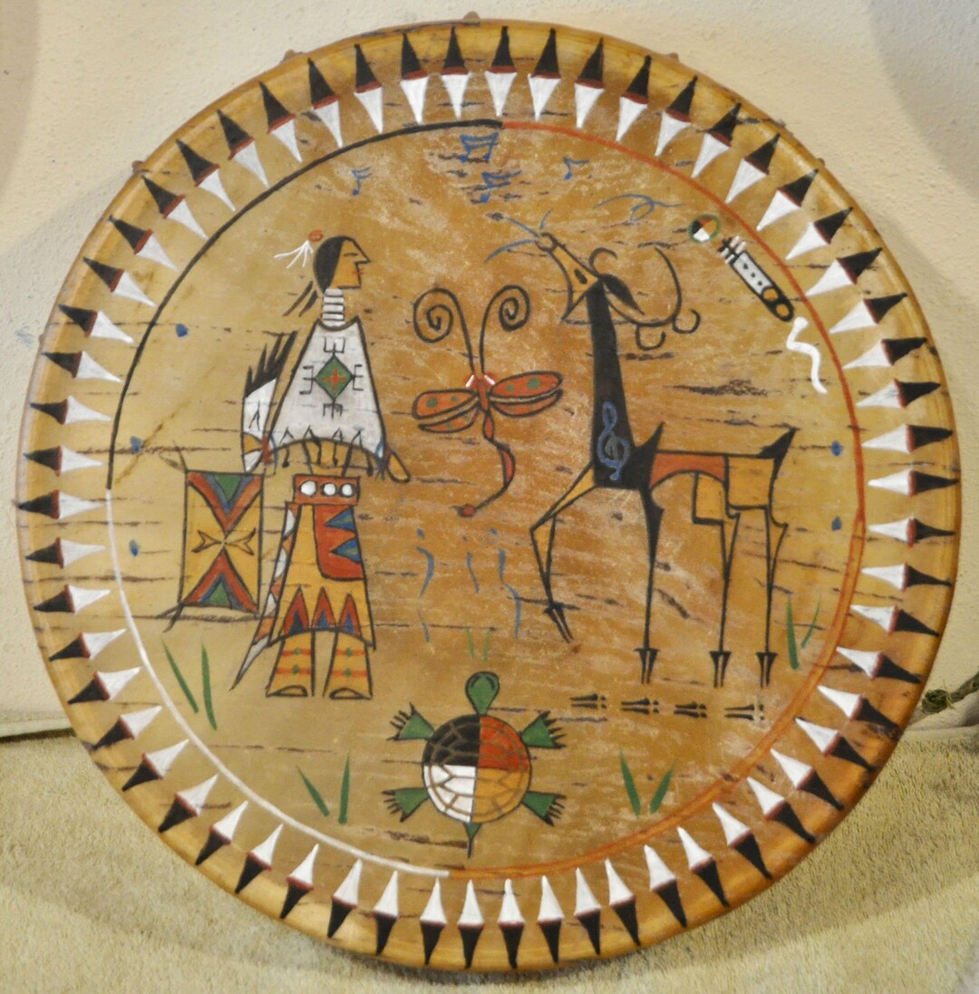 Elk Song Woman / 18" Native American Drum Painted by Lakota Artist ...