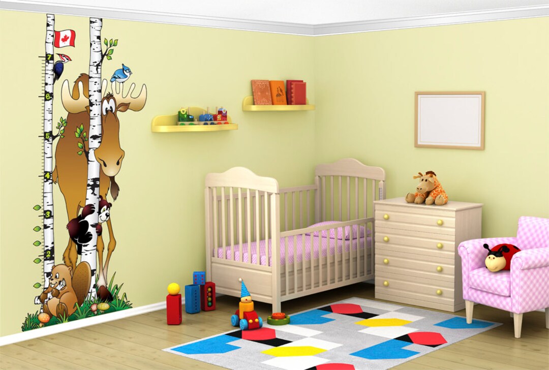 Colorful Children's Growth Chart Depicting a Beaver, Black Bear and ...