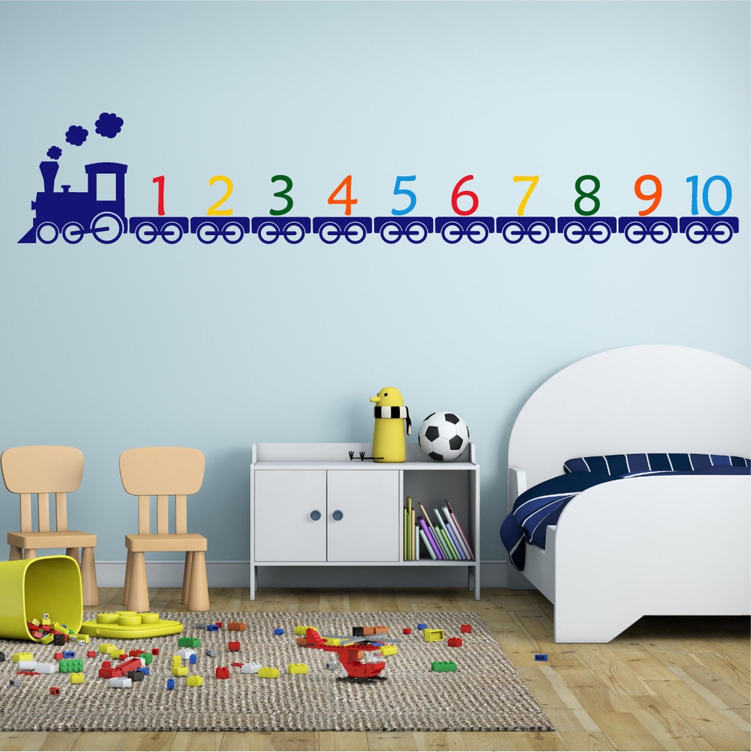 TRAIN Wall Sticker Learning Educational Numbers Girls Boys Bedroom ...
