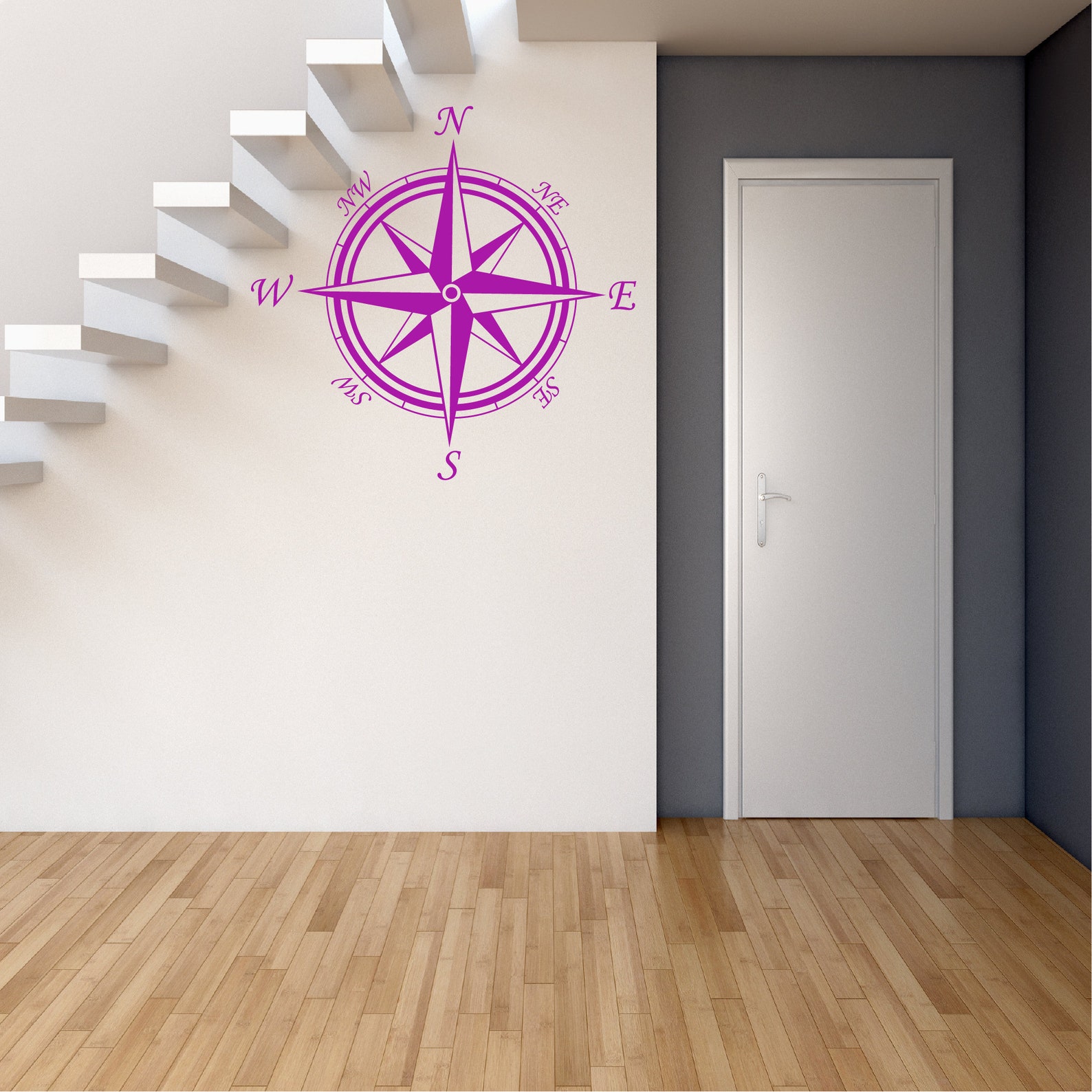 COMPASS Rose Nautical Maritime Travel Home Decor Vinyl Matt Wall Art ...