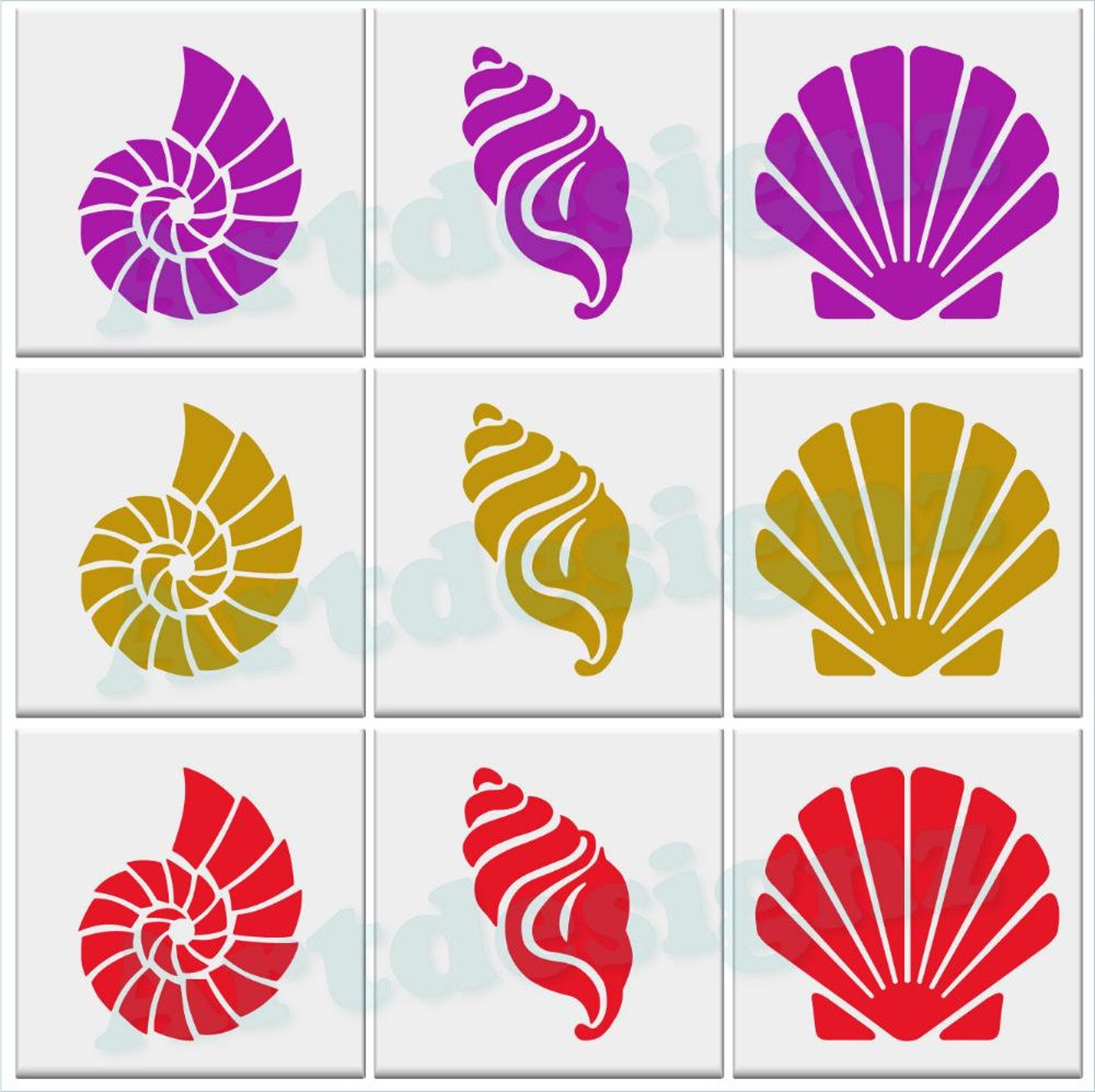 Bathroom Tile Sticker Seashell Sea Shell Nautical Vinyl Wall - Etsy UK