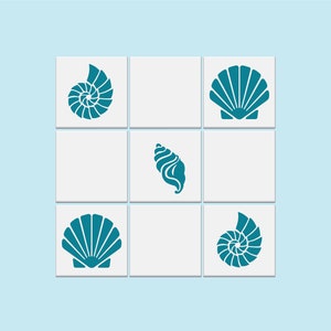 Bathroom Tile Sticker - Seashell Sea Shell Nautical Vinyl Wall Art ...