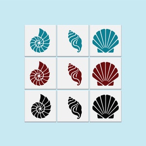 Bathroom Tile Sticker - Seashell Sea Shell Nautical Vinyl Wall Art ...
