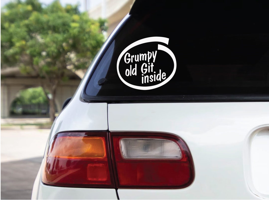 Grumpy Old Git Inside Funny Car Sticker Car Decal Novelty Car Decal ...