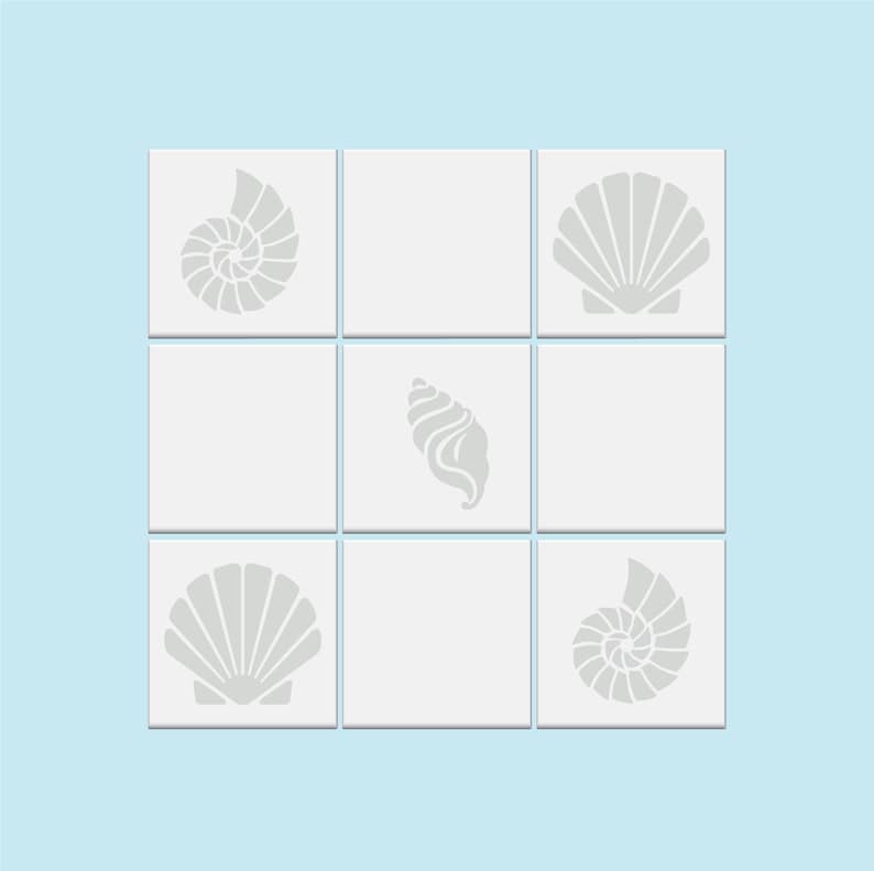 Seashell Tile Stickers – Bathroom Nautical Vinyl Wall Decals, 3 Designs ...