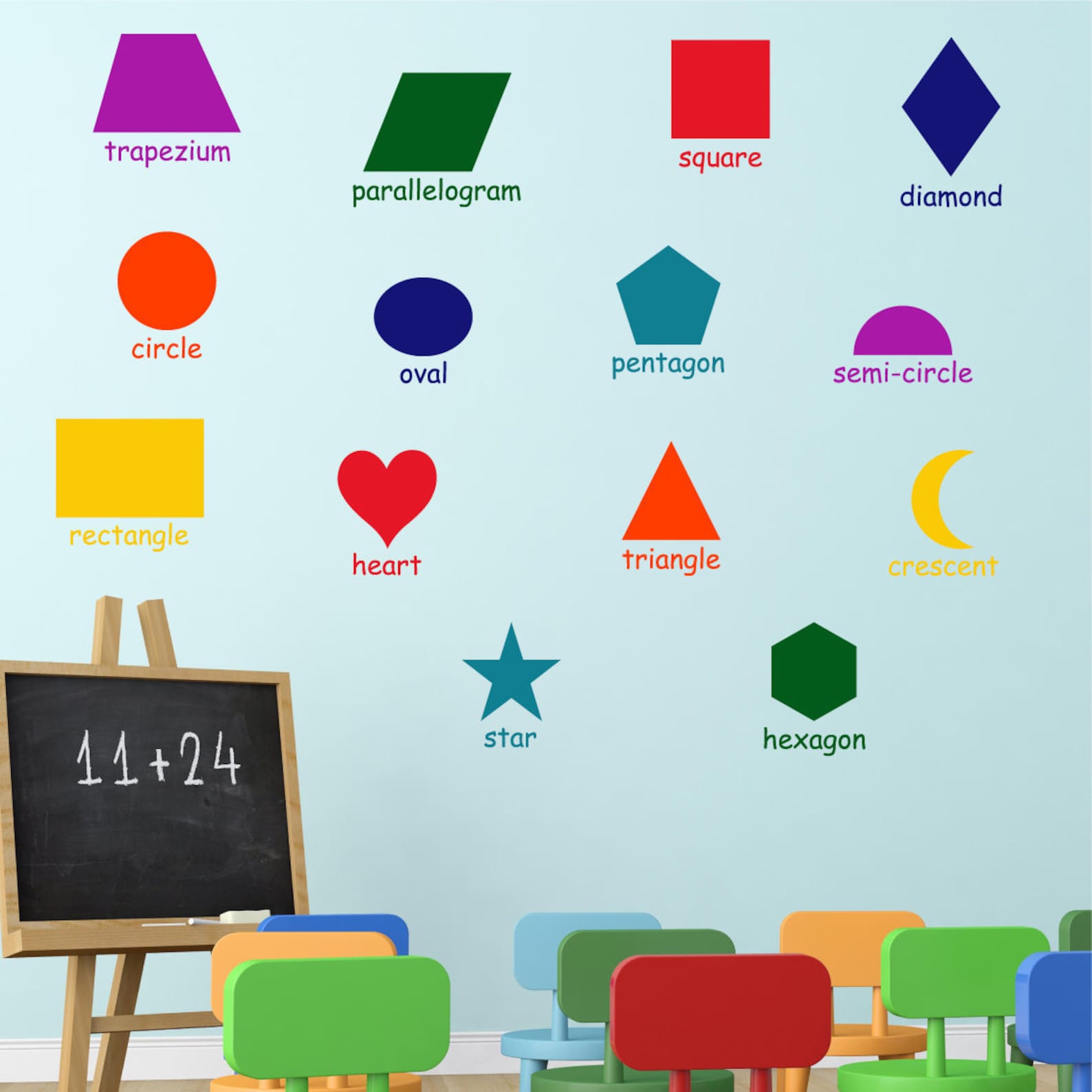 SHAPES Wall Sticker Learning Educational Girls Boys Bedroom - Etsy.de
