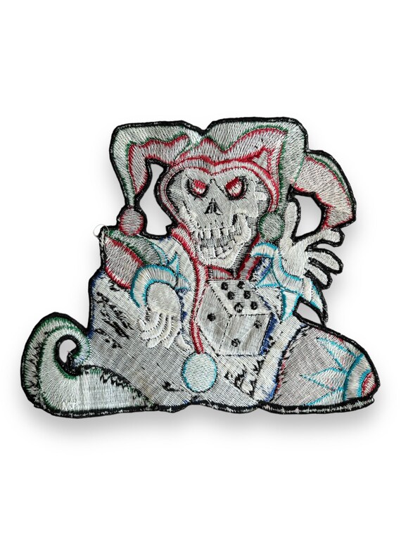 Vintage Large Skeleton Jester Back Patch - Gem