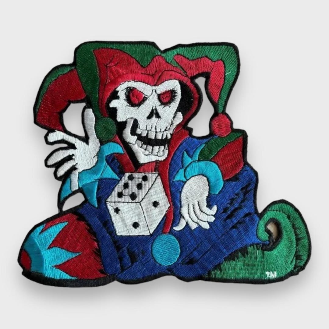 Vintage Large Skeleton Jester Back Patch - Etsy