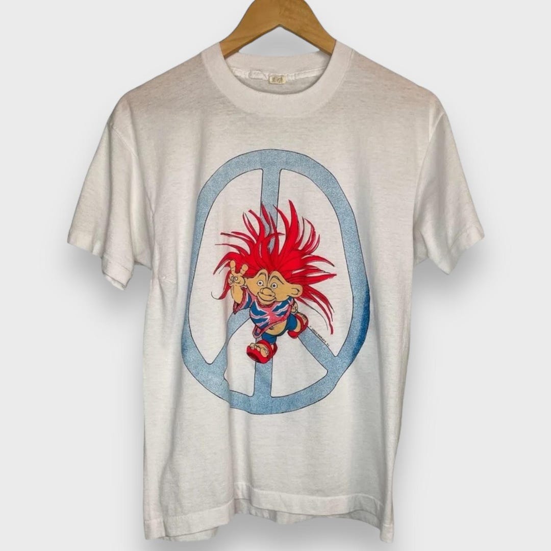 Vintage 1990s Troll Doll Peace Symbol T-shirt XL - Etsy