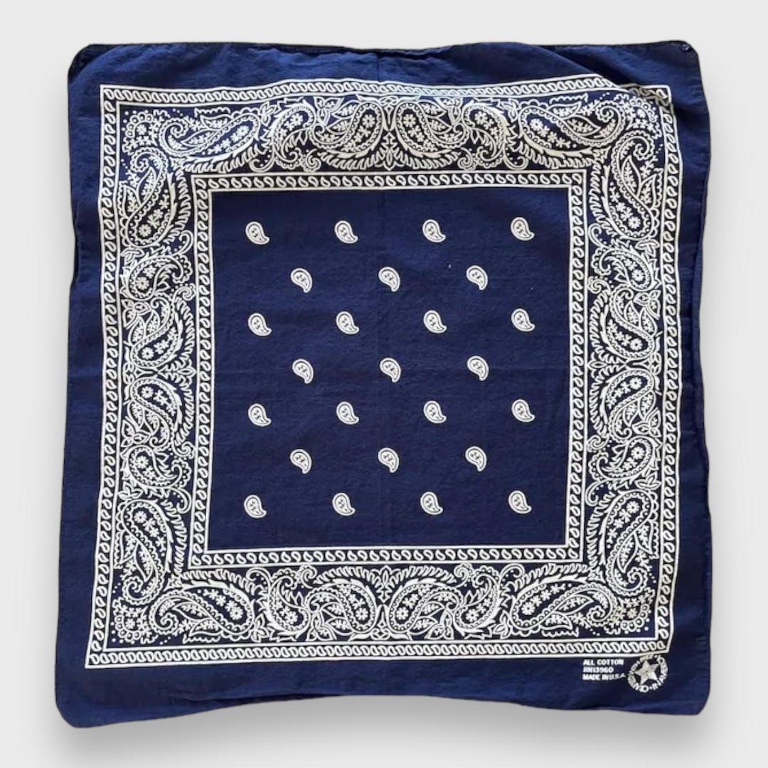 True Vintage Navy Blue Paisley Bandana Made in USA - Etsy