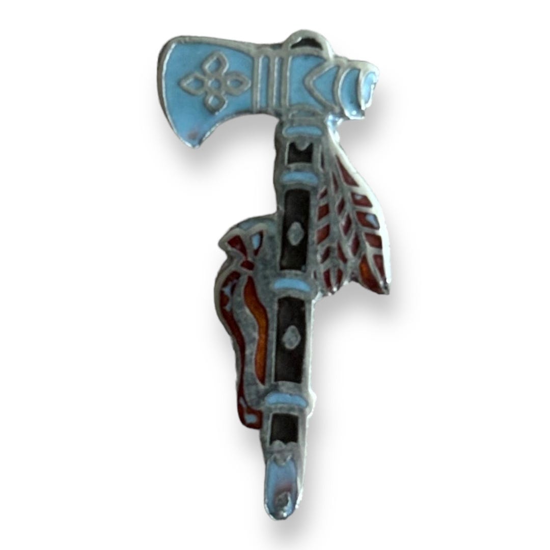 Vintage Native American Tomahawk Pin Button - Etsy