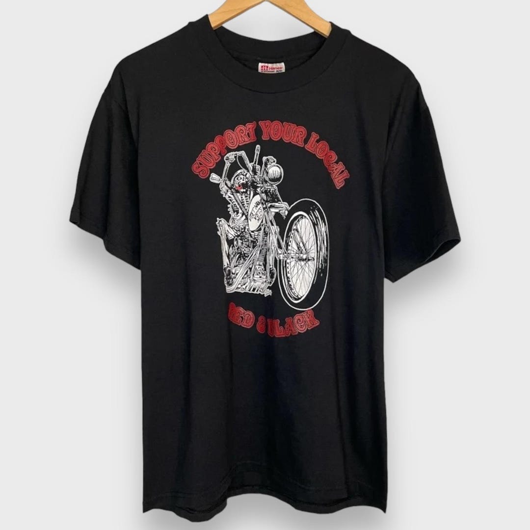 Vintage 1990s Support Your Local Red & Black T-shirt (L) - Etsy