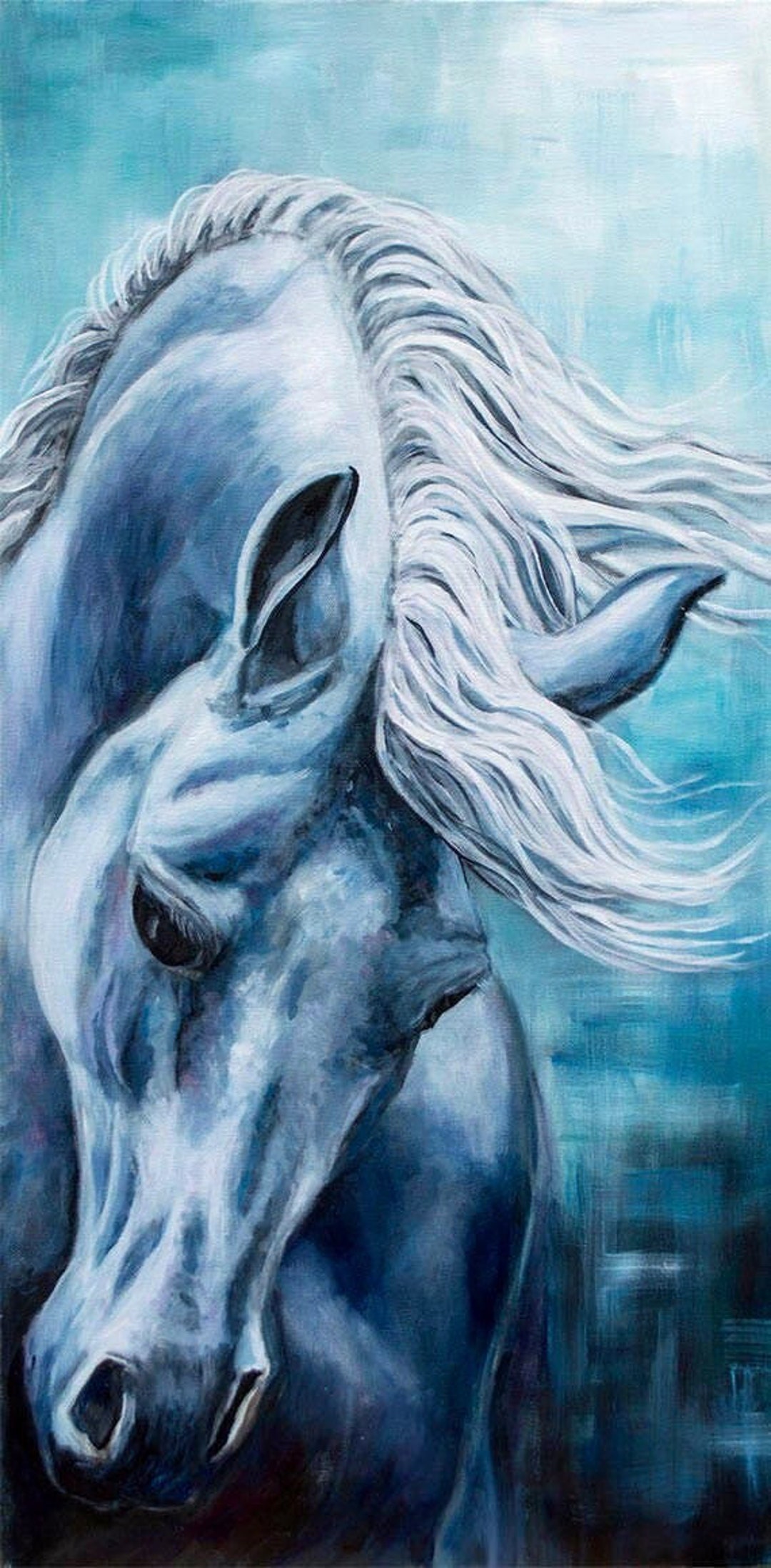 Blue Horse Print Made From Original Oil Painting - Etsy