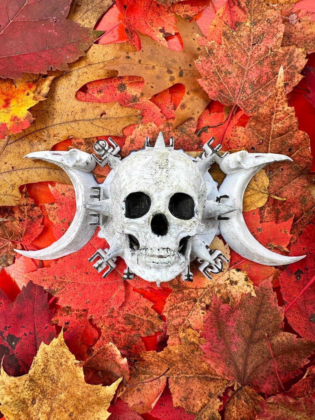 Norse Skull Moons Wall Art, Vegvisir Sculpture, Skull Moon, Crows ...