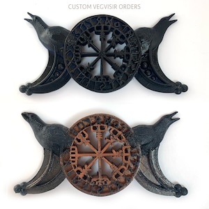 Vegvisir - Odin's Crows Huginn and Muninn - Norse/viking Moon Altar ...