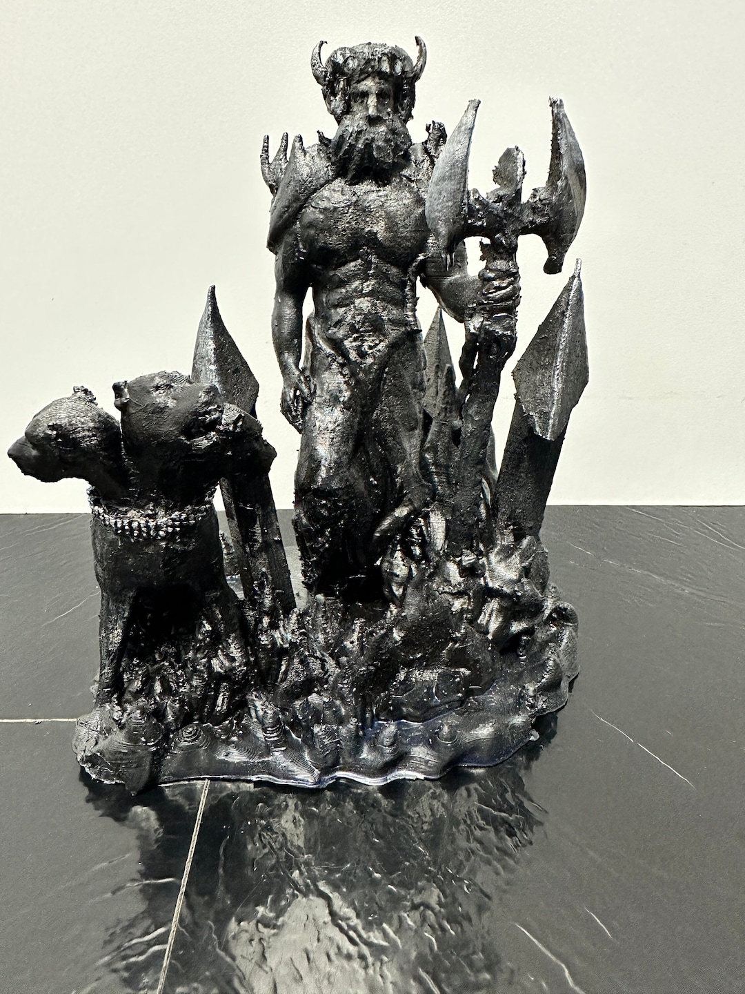 Handcrafted Hades and Cerberus Sculpture - Faux Steel Finish - God of ...