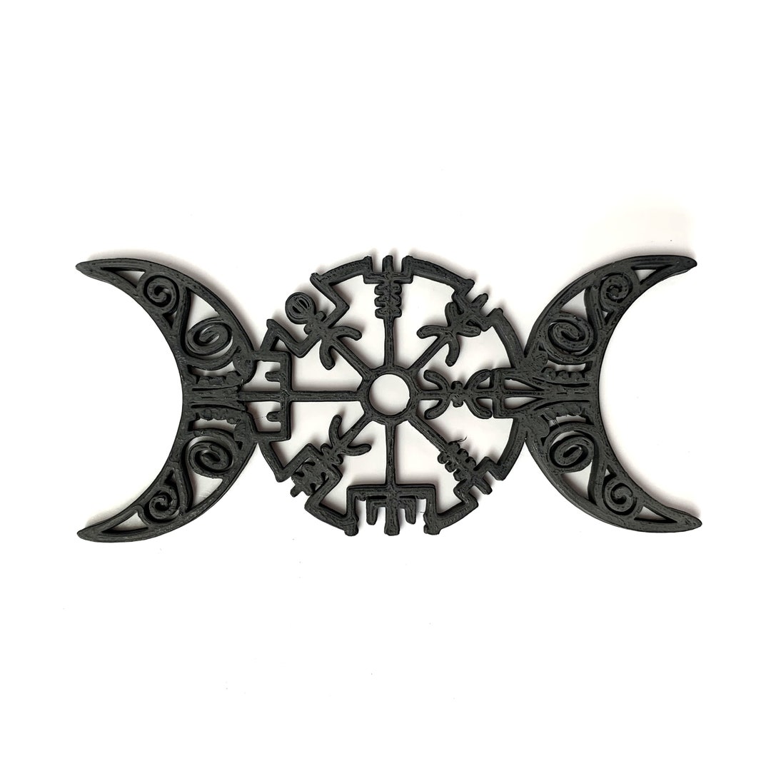 Vegvisir - Norse/viking Compass Triple Goddess Moon Altar Mat, Pagan ...