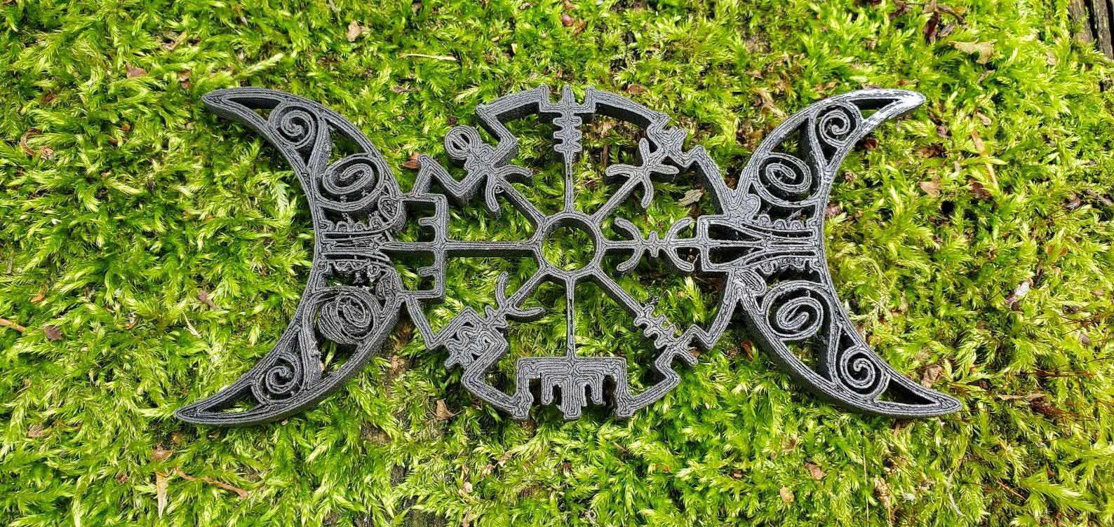 Vegvisir Norse/viking Compass Triple Goddess Moon Altar Mat - Etsy