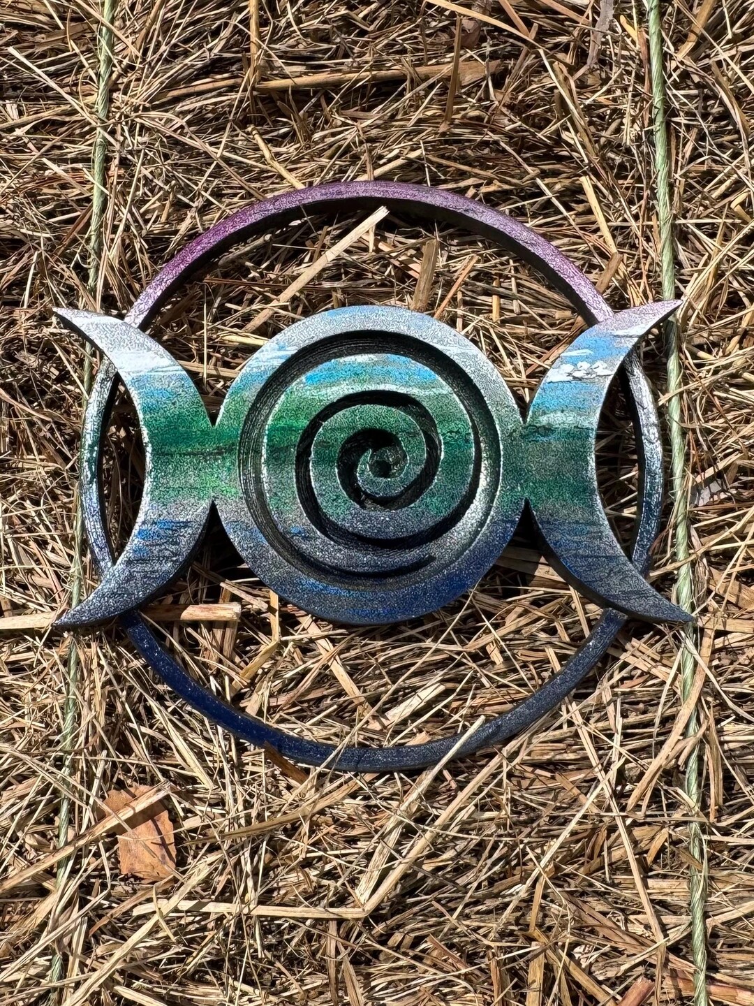 Triple Moon Spiral Carving – Lilith Wall Art – Handheld Wiccan Sigil ...